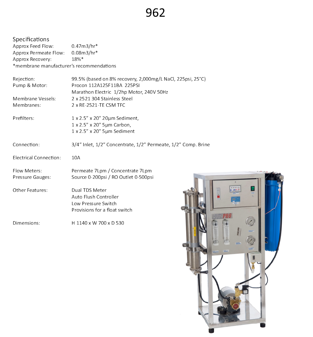Aqua Wise - Reverse Osmosis 962 R 500 GPD RO